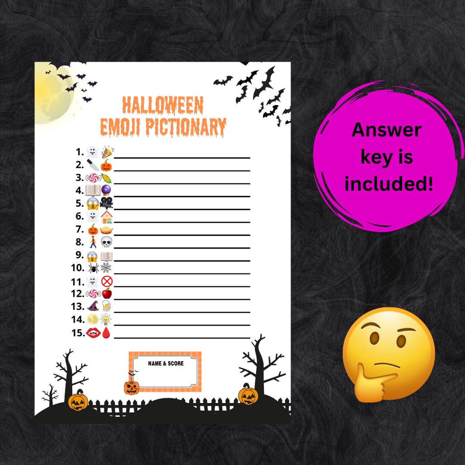 Halloween Horror Movie Emoji Pictionary Party Game | Halloween Scary ...
