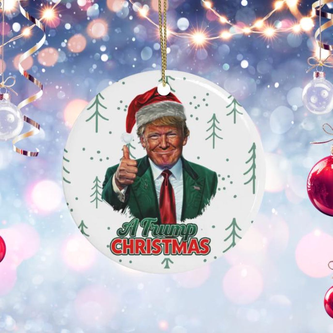 Trump Christmas Ornament, Humorous Trump Christmas Gift, MAGA, Round ...