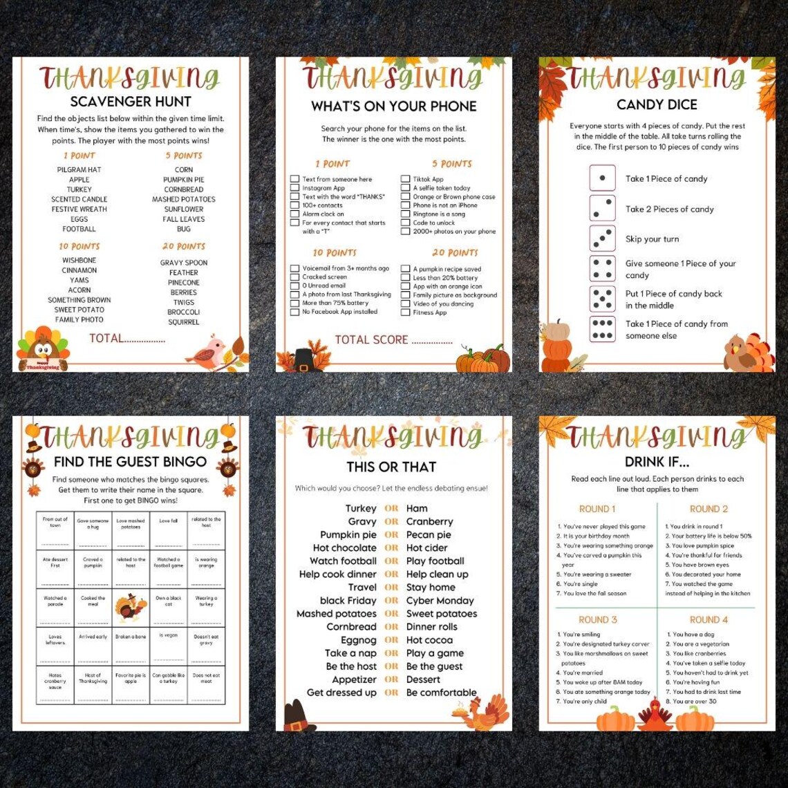 Thanksgiving Printable Games Thanksgiving Games Bundle Thanksgiving Kid ...