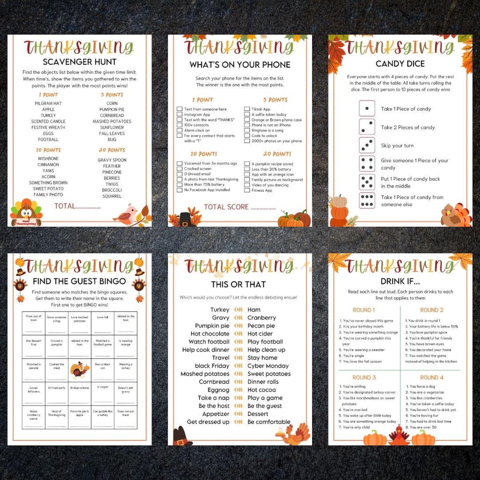 Thanksgiving Printable Games Thanksgiving Games Bundle Thanksgiving Kid Games Thanksgiving ...