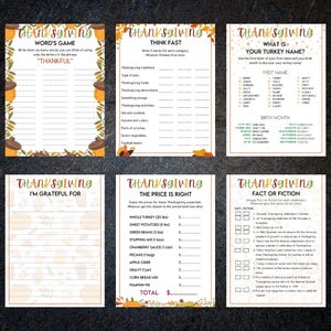 Thanksgiving Printable Games Thanksgiving Games Bundle Thanksgiving Kid ...
