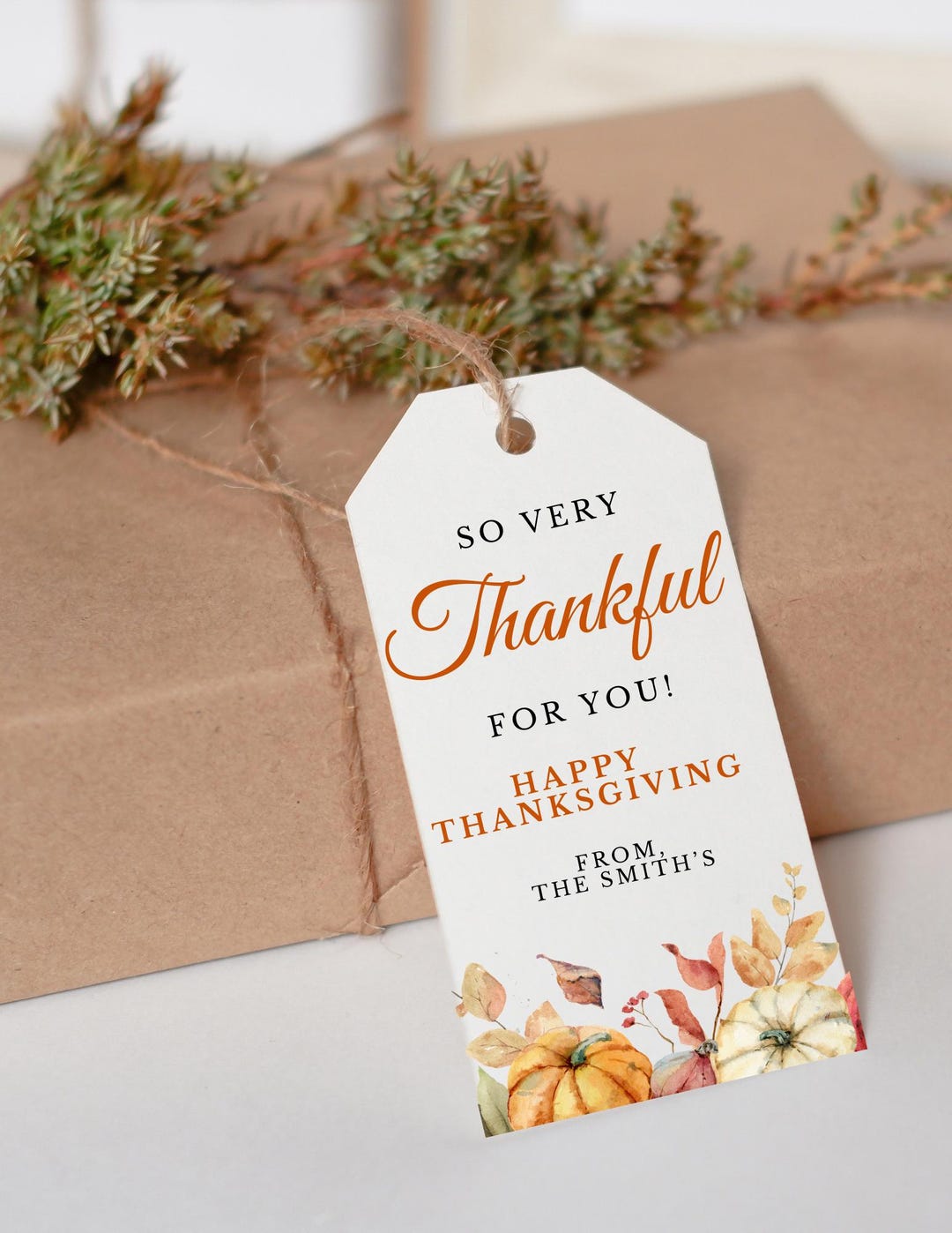 Printable Thankful for You Gift Tag, Thanksgiving Tag, Printable Autumn ...