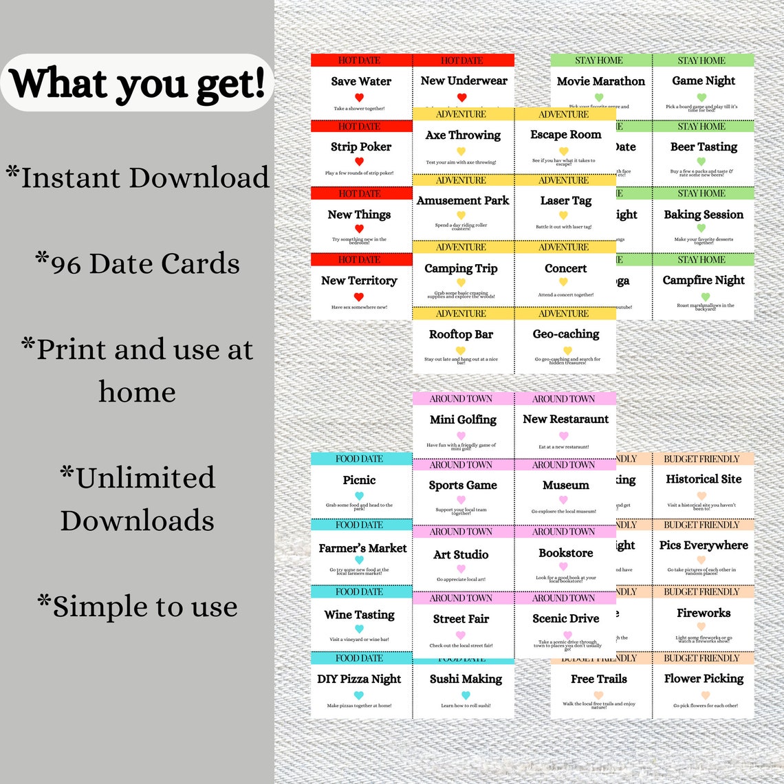 Printable Date Night Cards Date Night Coupons Date Night Cards for ...