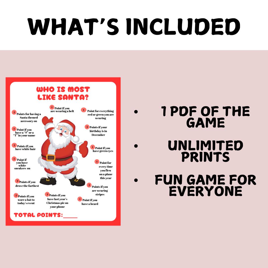 Who is Most Like Santa Christmas Game Printable, Christmas Ice Breaker ...
