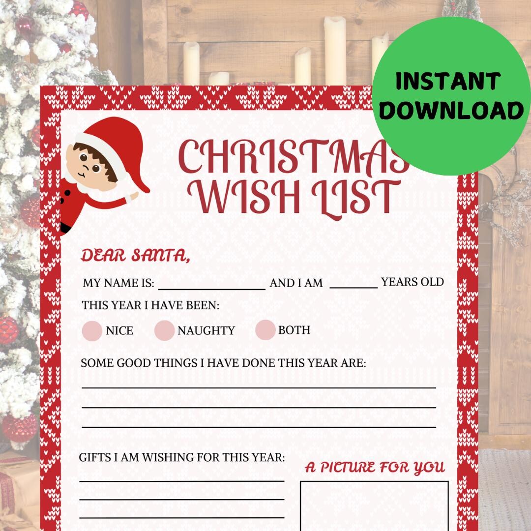 Christmas Wish List Printable, Letter to Santa (digital Download) - Etsy