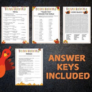 Thanksgiving Printable Games Thanksgiving Games Bundle Thanksgiving Kid ...