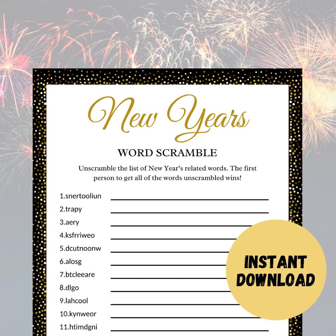 New Years Eve Printable Game, New Years Game, New Years Activity for ...