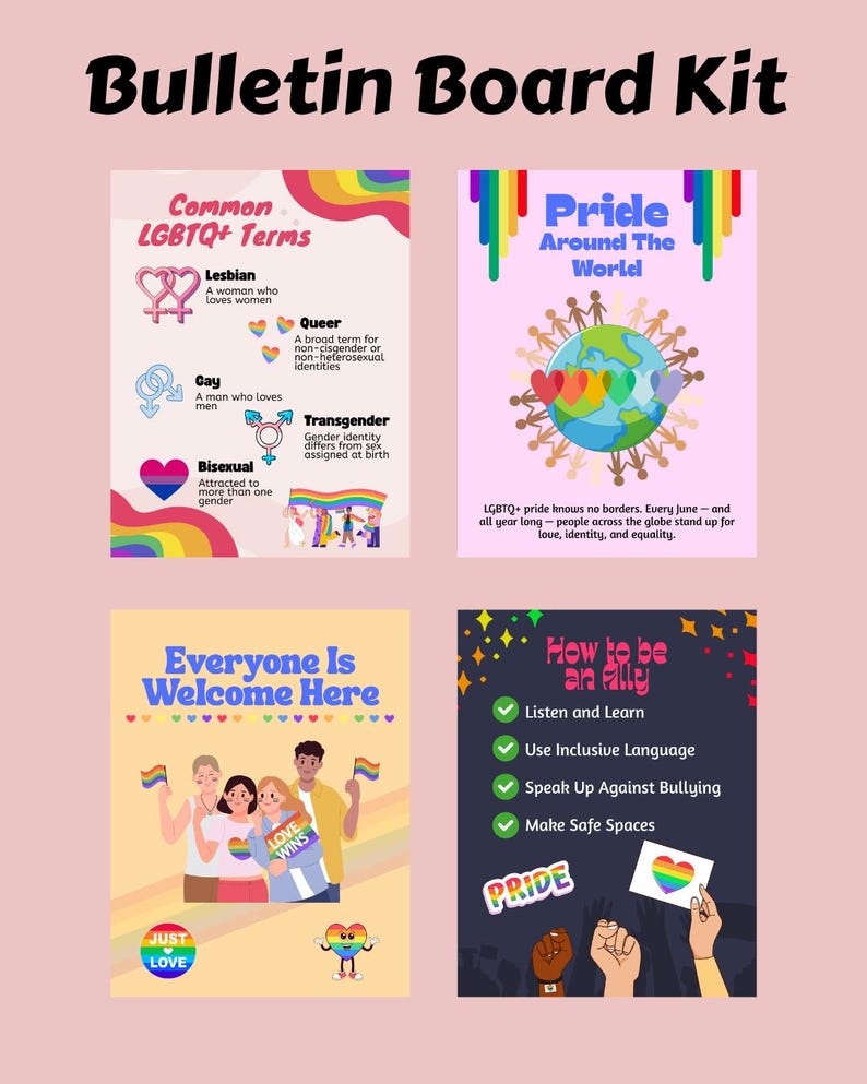 Pride Month Bulletin Board Kit LGBTQ Classroom Decor LGBT History Month ...
