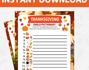 Thanksgiving Emoji Game, Printable Thanksgiving Games for Kids Adults ...