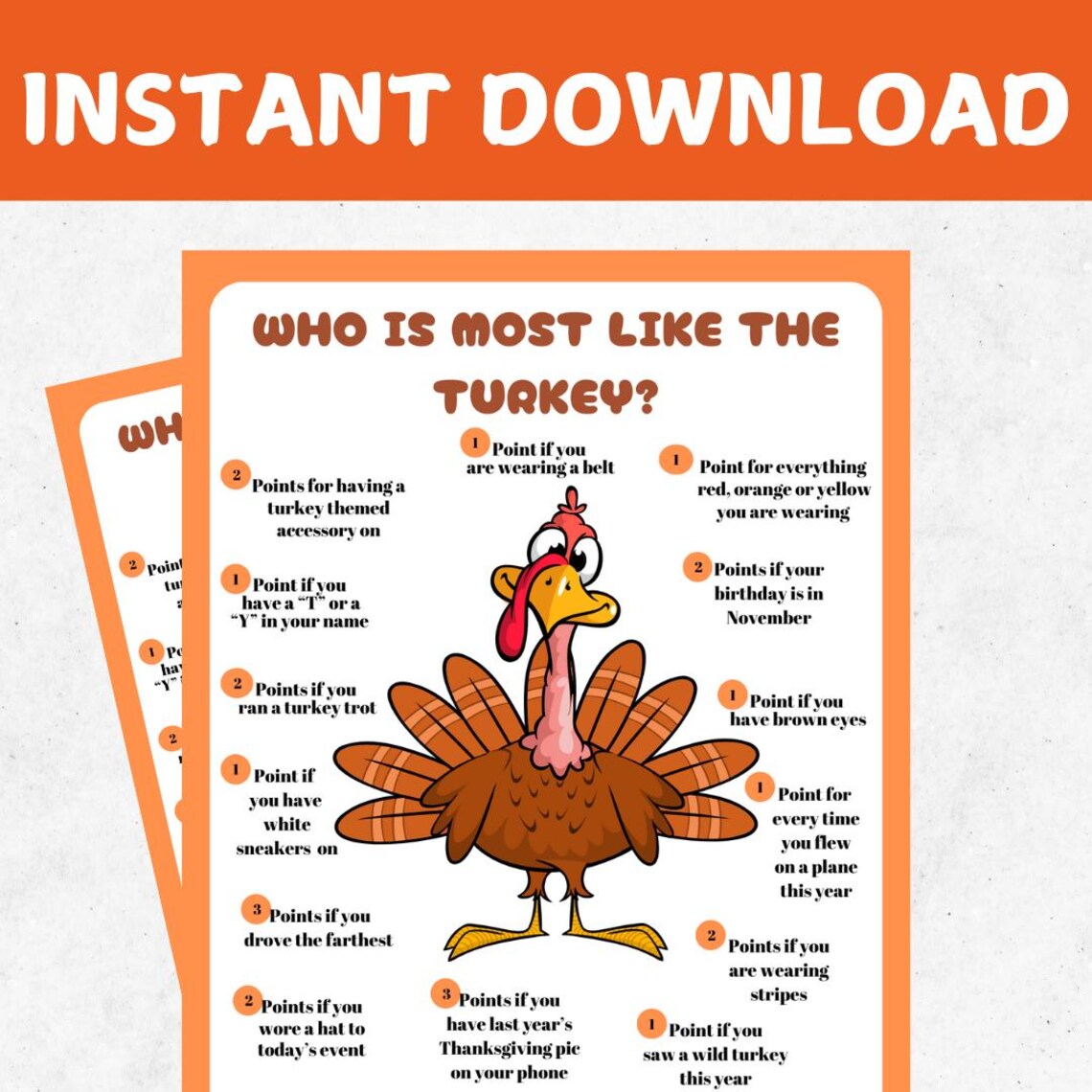 Printable Thanksgiving Game,family Thanksgiving Game Dinner Table Game ...