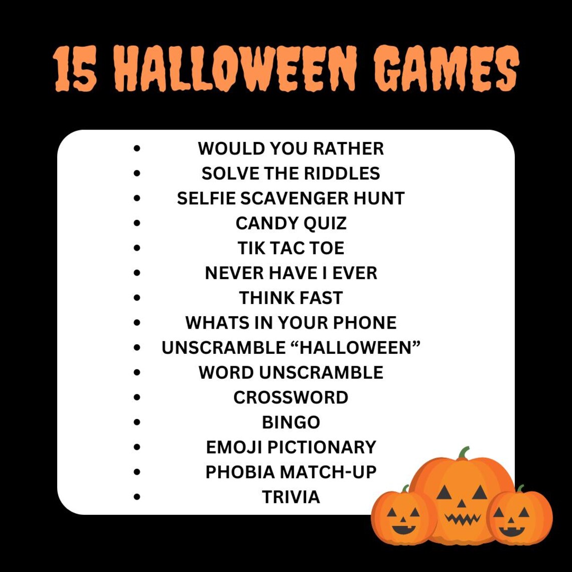 Halloween Printable Games for Kids Adults, Halloween Party Games Bundle ...