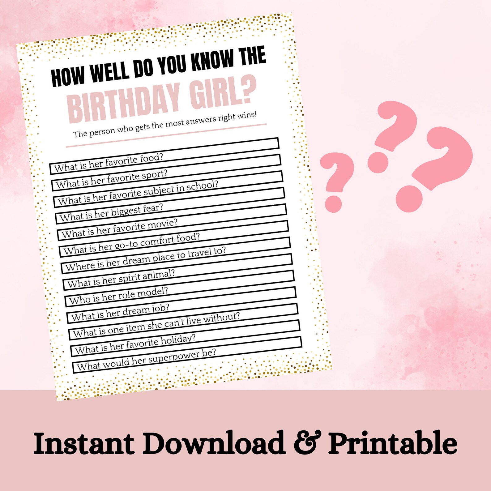 Birthday Girl Trivia Game: Fun Party Quiz (printable) - Etsy