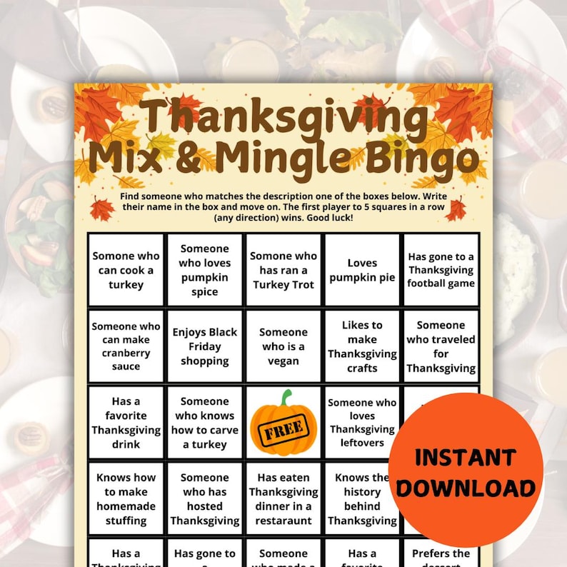 Thanksgiving Find Someone Who Game, Thanksgiving Mix and Mingle, Human ...