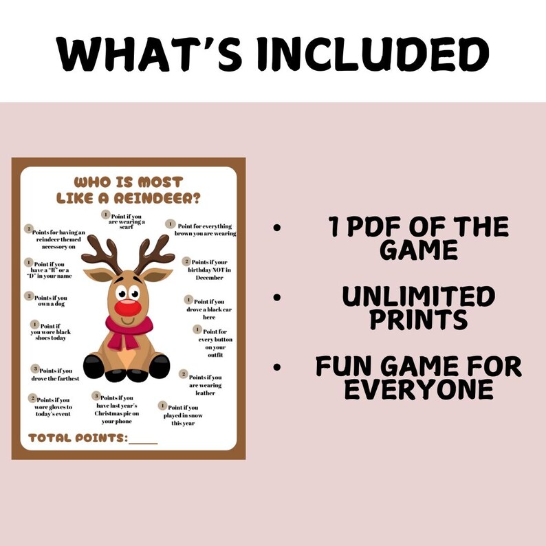 Christmas Party Game: Who's Most Like a Reindeer? (printable) - Etsy