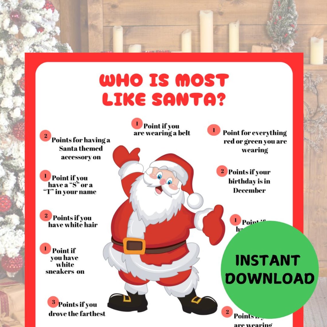 Who is Most Like Santa Christmas Game Printable, Christmas Ice Breaker ...