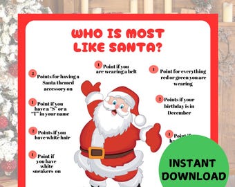 Who is Most Like Santa Christmas Game Printable, Christmas Ice Breaker ...