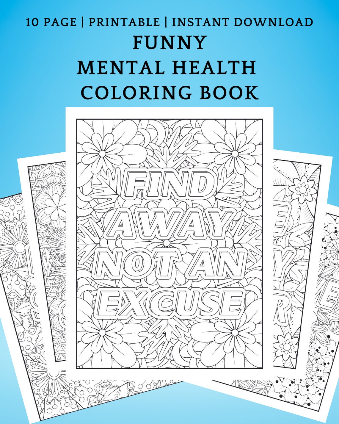 Coloring Book Funny Coloring Book Adult Anxiety Relief Mental Health ...
