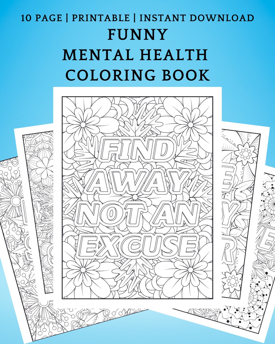 Coloring Book Funny Coloring Book Adult Anxiety Relief Mental Health ...