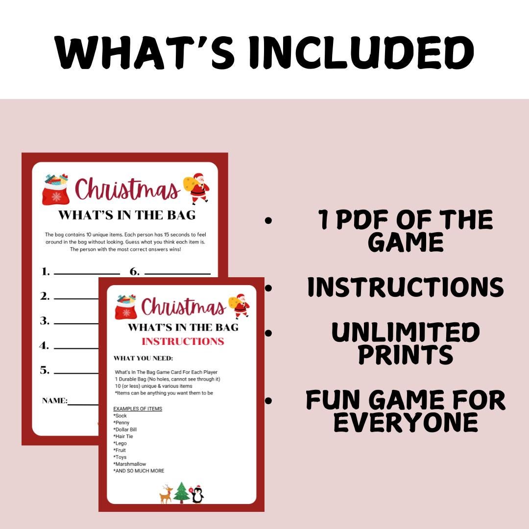 What's in the Bag Christmas Game Printable Christmas Game Christmas ...