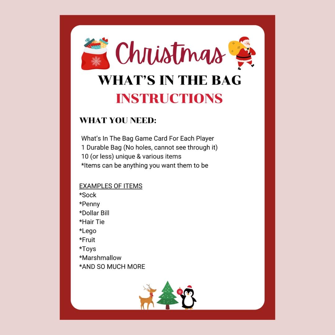 What's in the Bag Christmas Game Printable Christmas Game Christmas ...