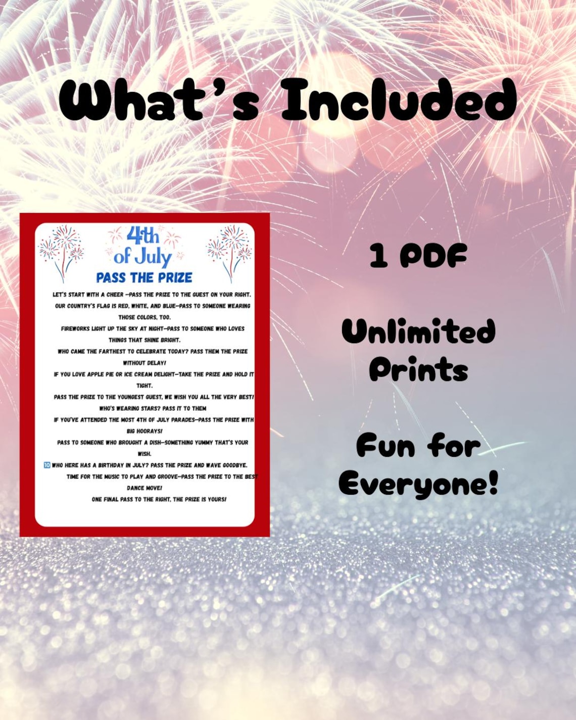 Fourth of July Pass the Prize Game: Patriotic Printable Party Activity ...