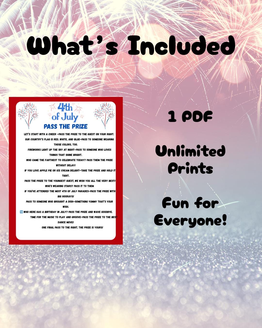 Fourth of July Pass the Prize Game, Printable Family Games, Patriotic ...