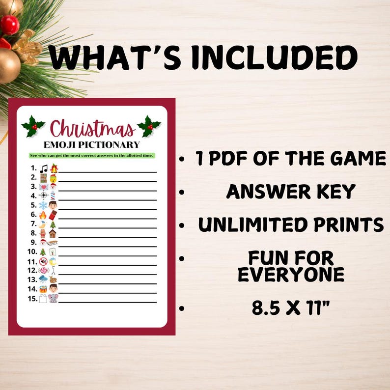 Christmas Emoji Pictionary Game, Christmas Emoji Quiz, Printable Guess ...