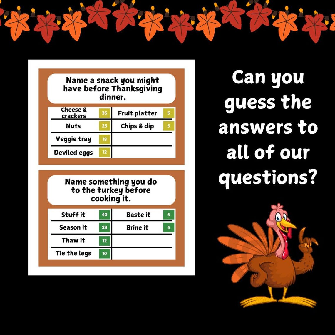 Thanksgiving Friendly Feud Game | Printable Thanksgiving Game ...