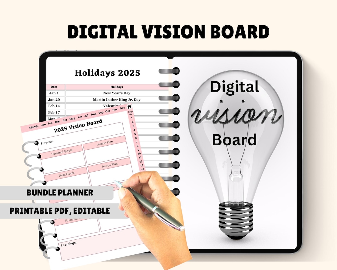 2025 Digital Vision Board Planner: Goal Setting Template (printable) - Etsy