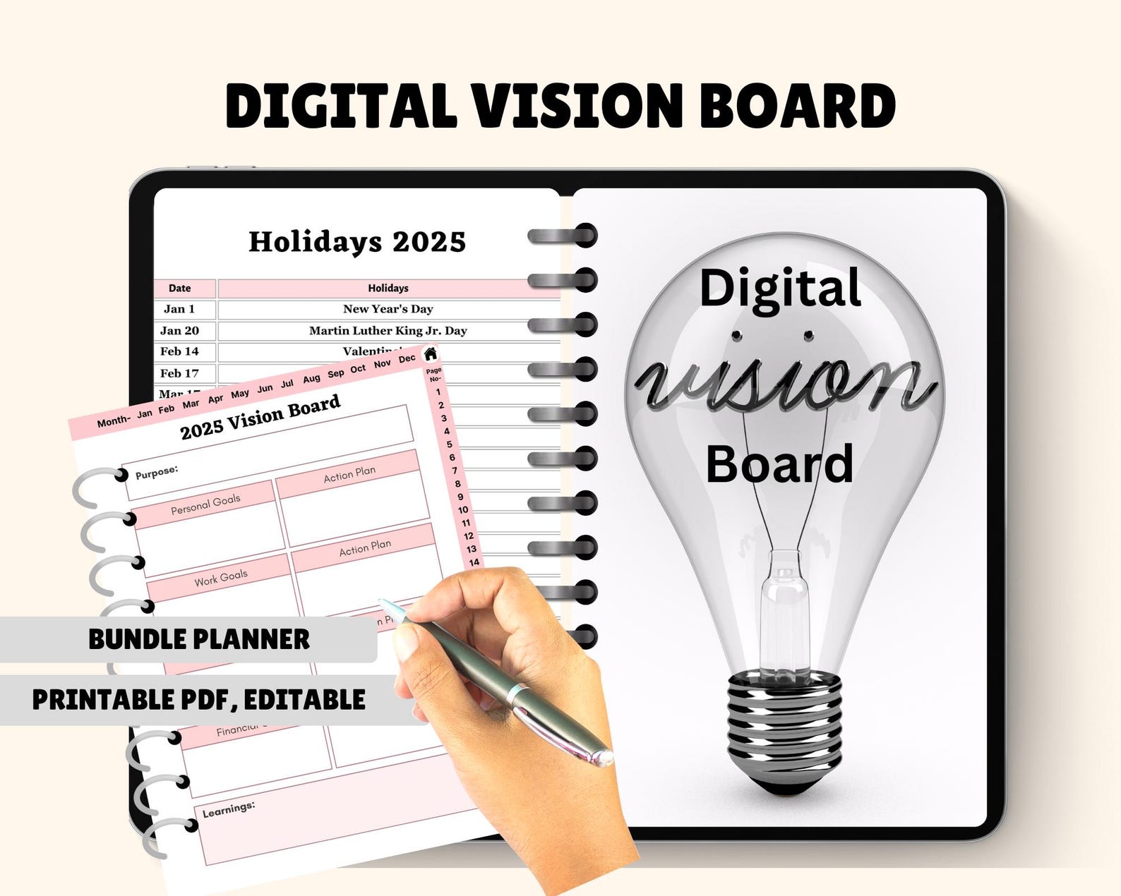 2025 Digital Vision Board Planner: Goal Setting Template (printable) - Etsy
