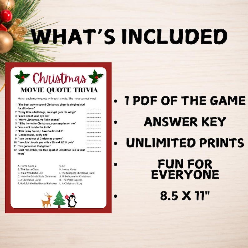 Christmas Movie Trivia Game Printable, Christmas Trivia Game, Christmas ...