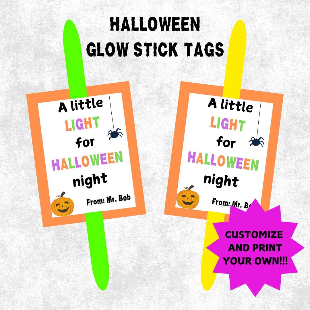 Halloween Glow Stick Tag, Halloween Night Light Glow Stick Holder ...