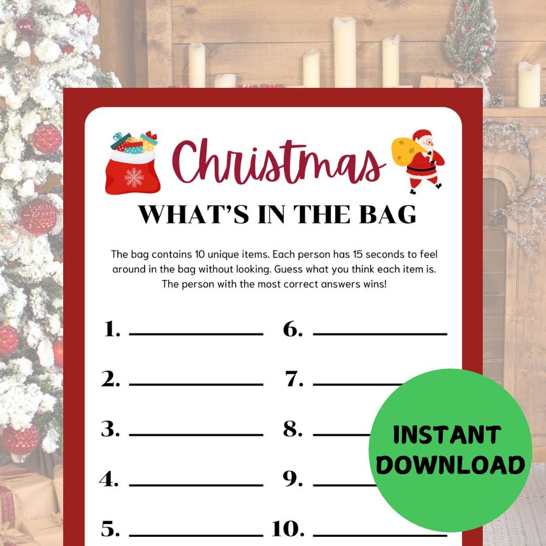 What's in the Bag Christmas Game Printable Christmas Game Christmas ...