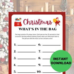 What's in the Bag Christmas Game: Printable Party Activity (digital ...