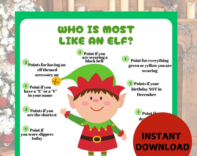 Elf Christmas Game: Holiday Party Printable (digital Download) - Etsy