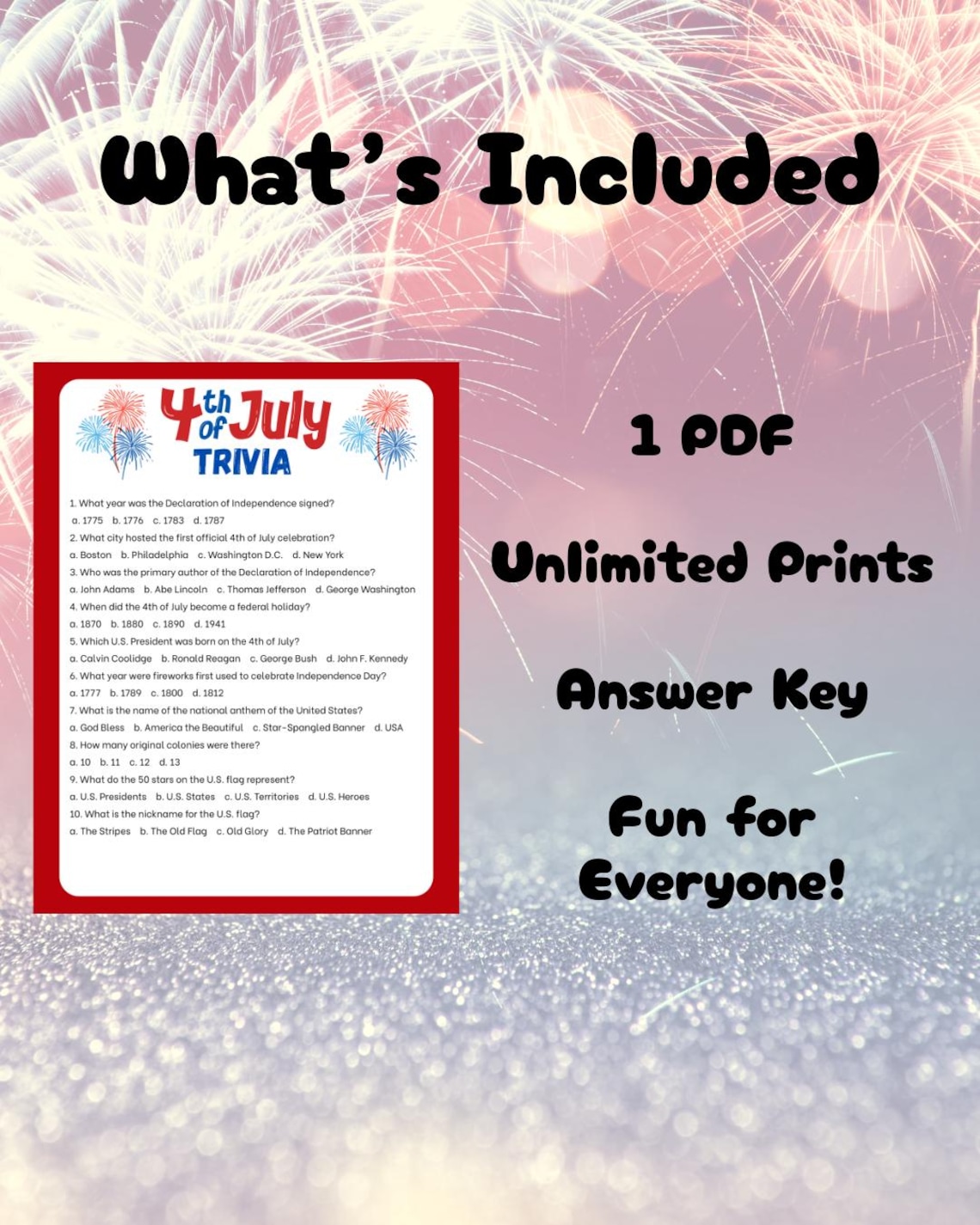 4th of July Trivia, 4th of July Game, US States Game, American Trivia ...