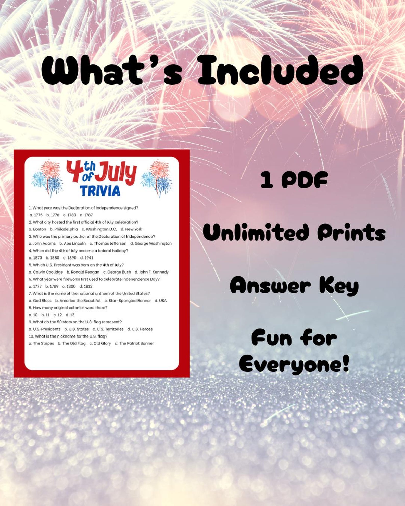4th of July Trivia, 4th of July Game, US States Game, American Trivia ...