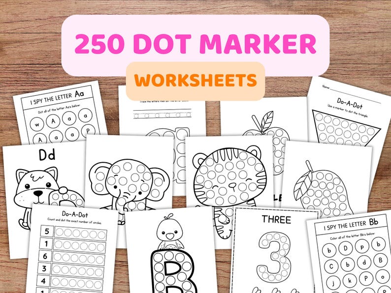 Preschool-kindergarten Printable, Animal Dot Marker Coloring Page, Do a ...