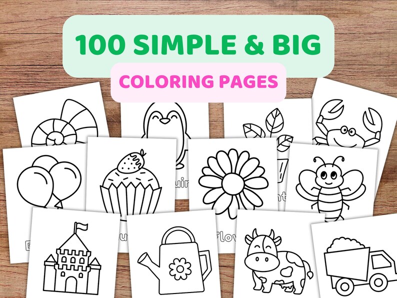 100 Easy Coloring Pages Toddlers Coloring Book for Kids Animals ...