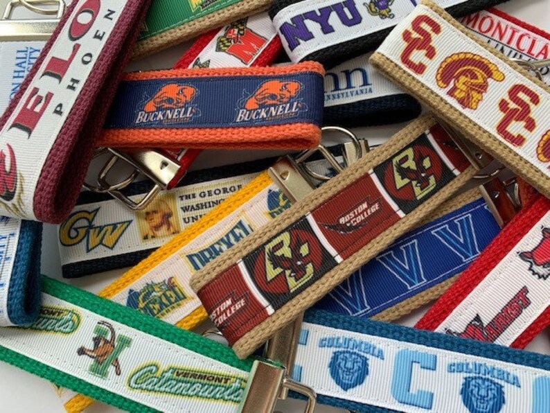Preppy Fun Keychains Wristlet Key Fobs College Collegiate - Etsy