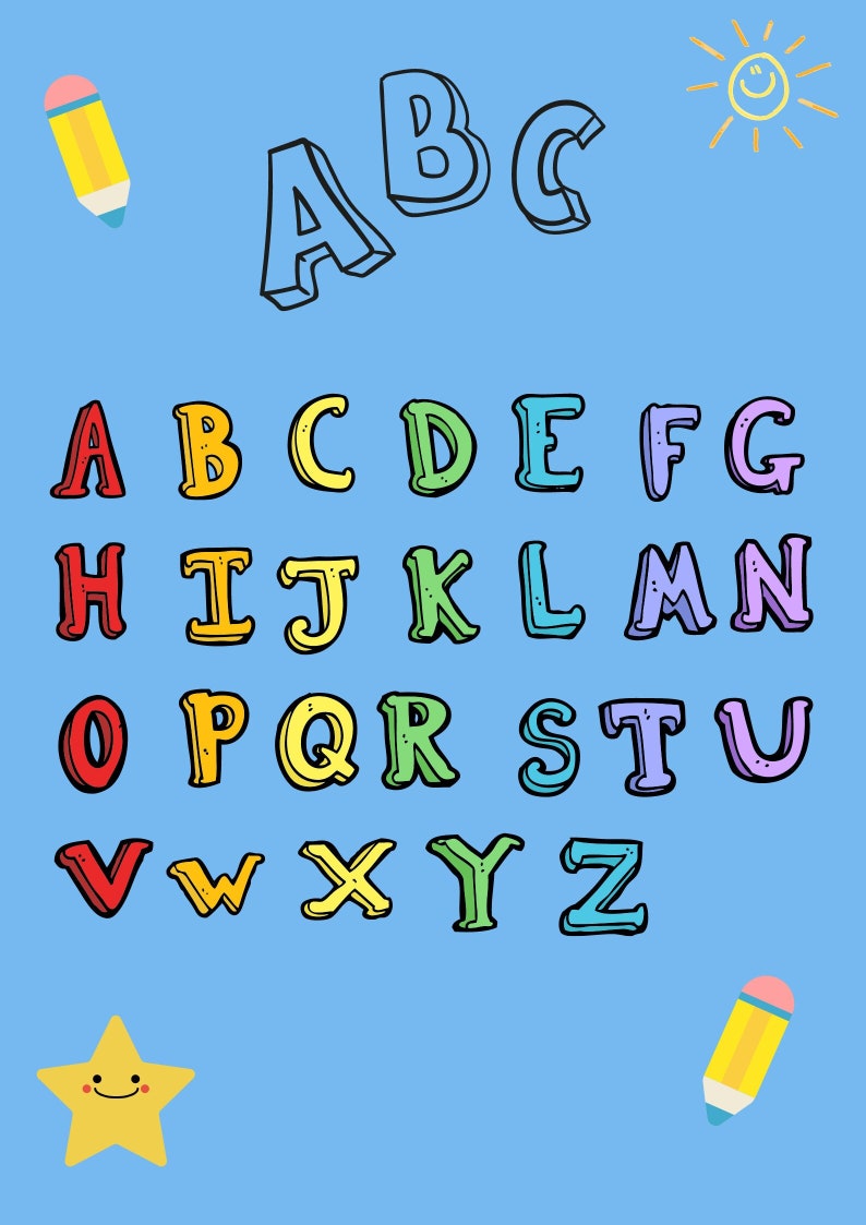 ABC Alphabet Art Poster - Etsy
