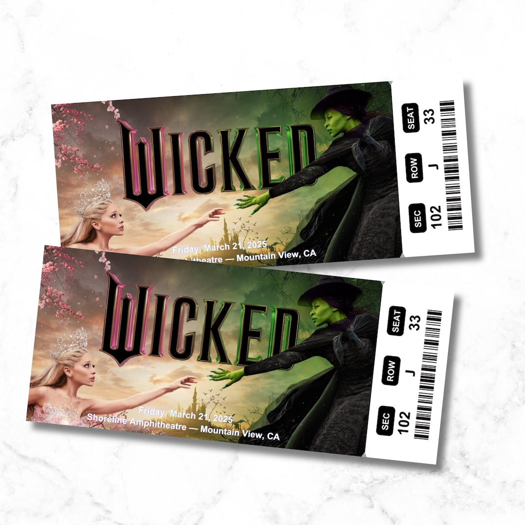 Editable WICKED Movie Collectible Cinema Theatre Ticket , Keepsake ...