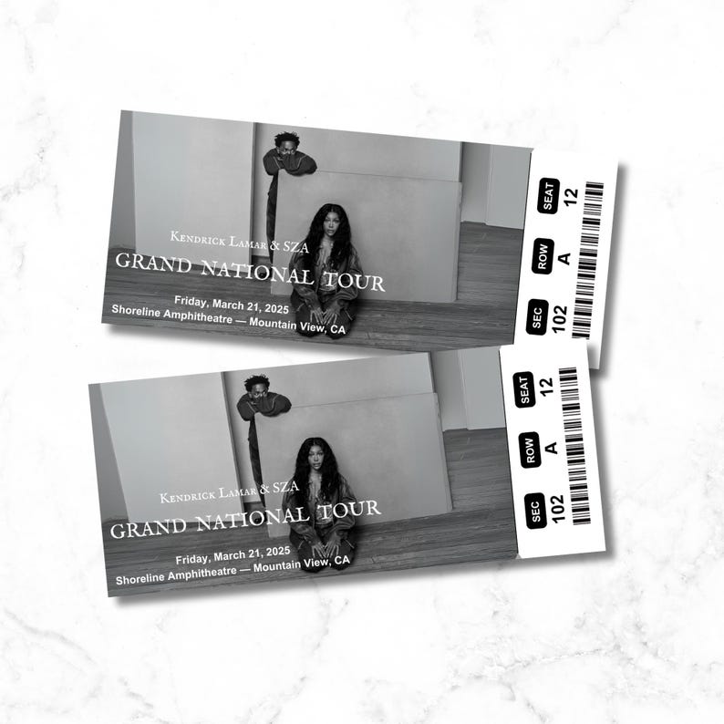 Editable Grand National Tour Souvenir Ticket Kendrick Lamar & SZA World ...