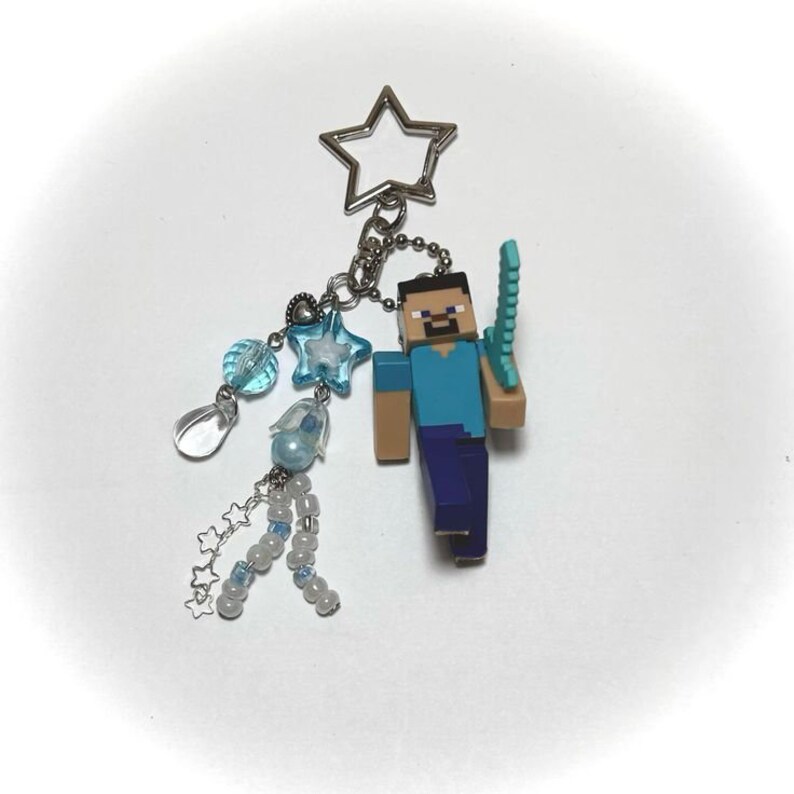 Minecraft Keychains Steve Creeper Enderman Enderdragon Pig Handmade ...