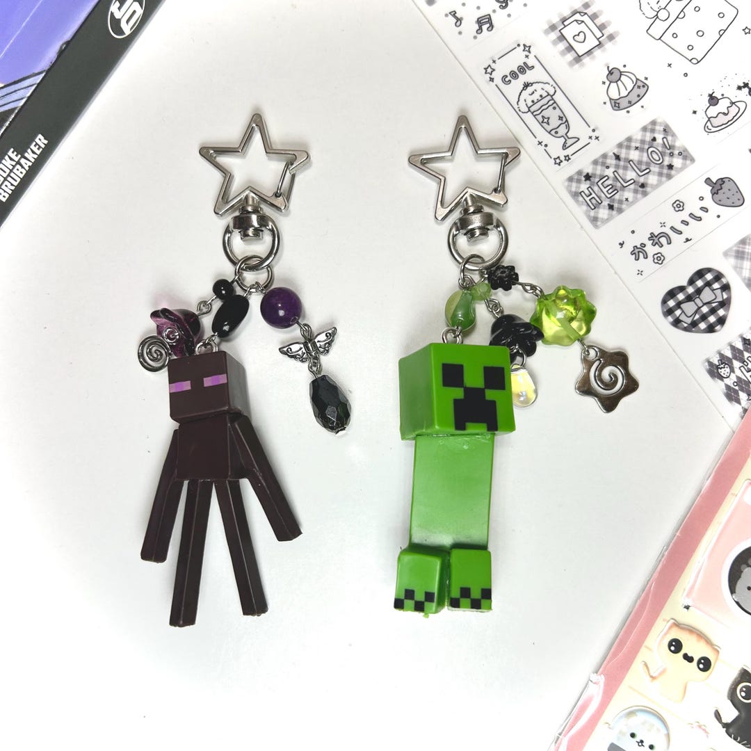 Minecraft Creeper Enderman Beaded Keychain Handmade Aesthetic Purse ...