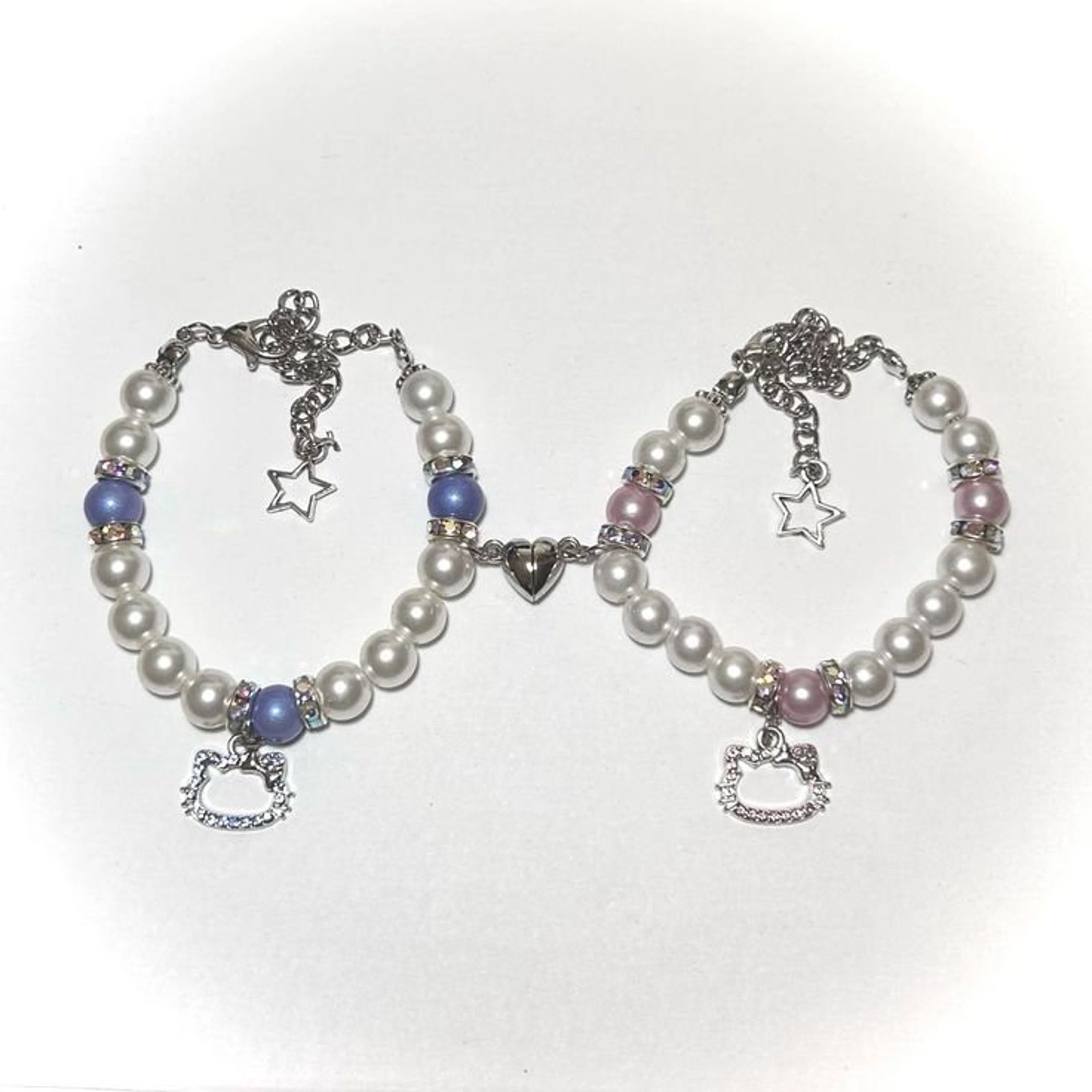 Hello Kitty Matching Bracelets Sanrio Magnetic Heart Beaded Jewelry ...