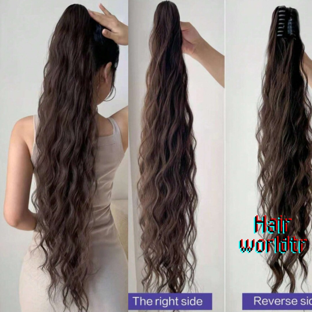 Brown Claw Clip Style Realistic High-temperature Silk Water Ripple ...