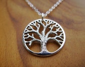 Items similar to Sterling Silver Rustic Circle of Life Necklace- Tree ...