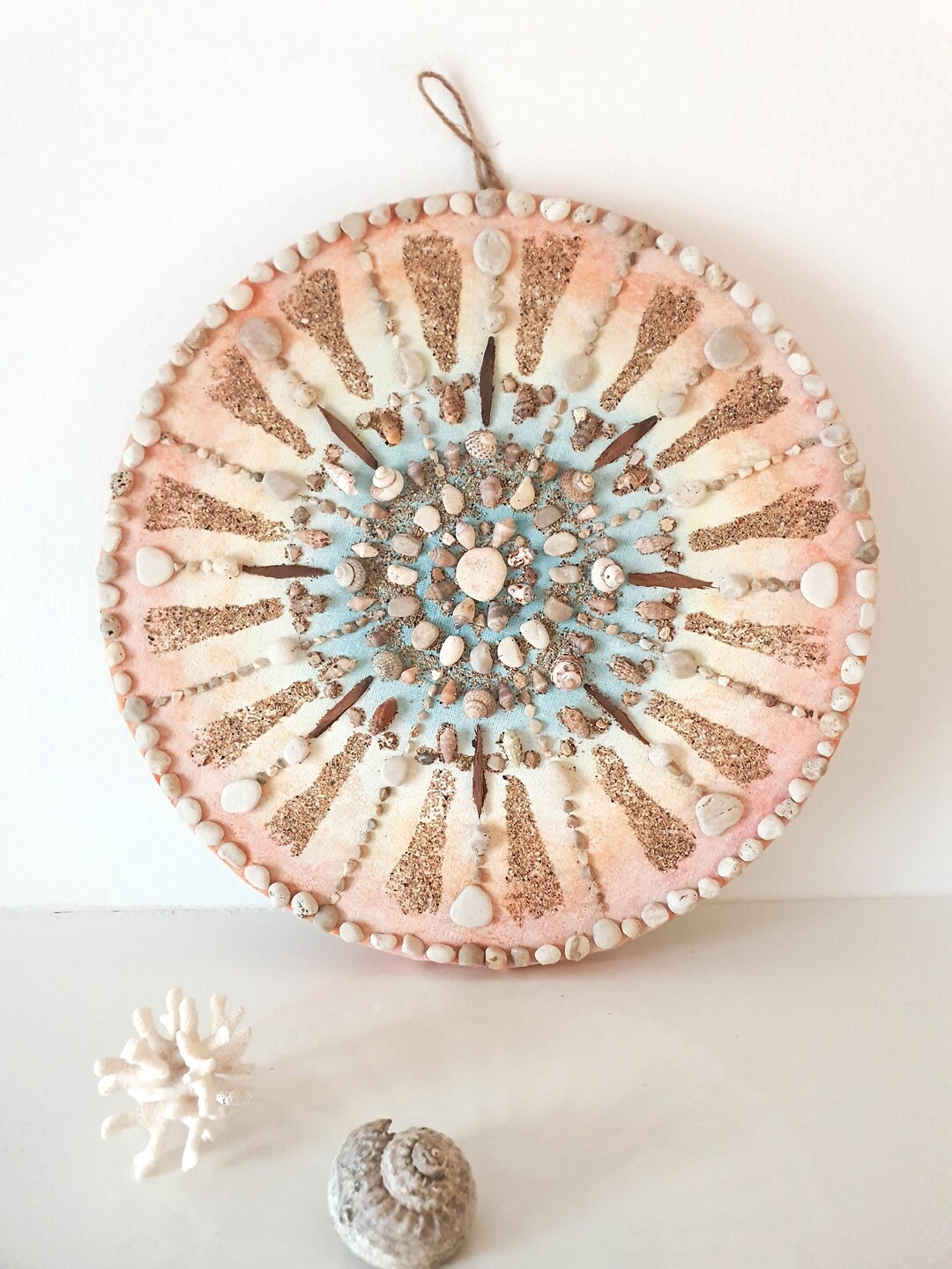 Mandala Wall Art, Coastal Wall Art, Pebble Beach, Sand Art, Sand Wall ...