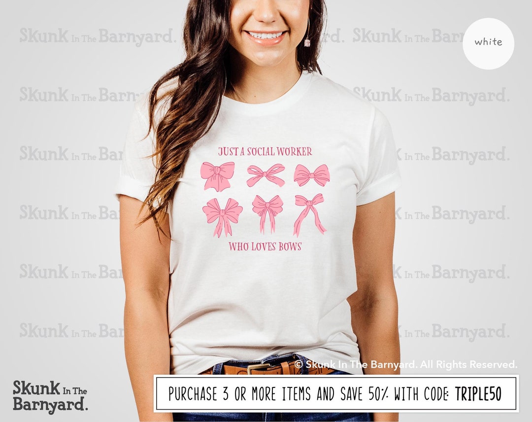 Social Worker Pink Bow Shirt, Just a Social Worker Who Loves Bows ...